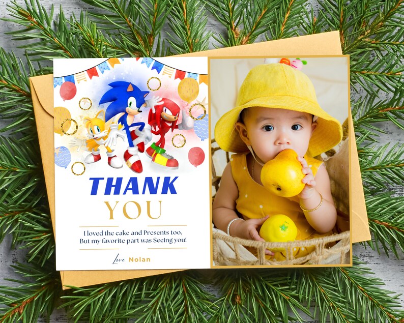 Sonic the Hedgehog Thank You Cards Sonic Thank You Cards for Birthday ...