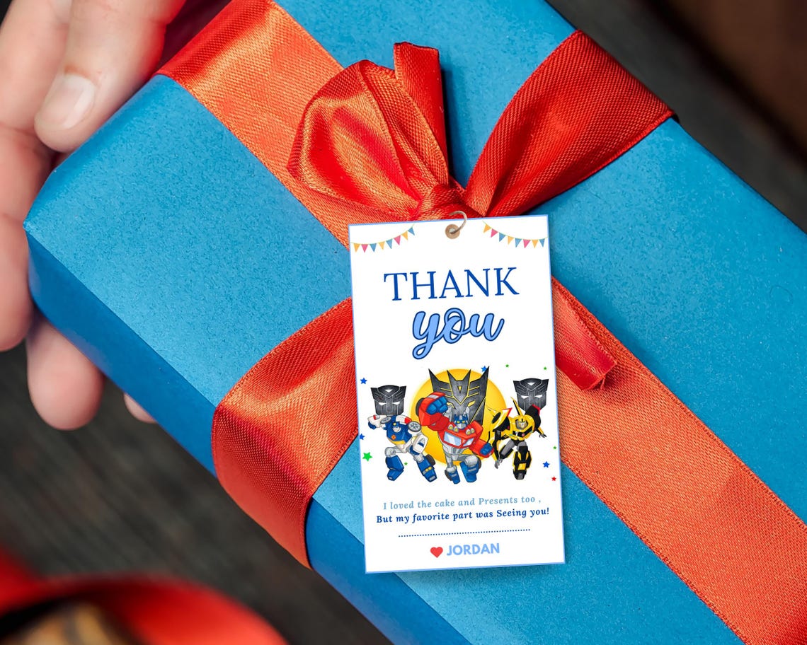Transformers Birthday Tag Printable Transformers Optimus Prime Thank ...