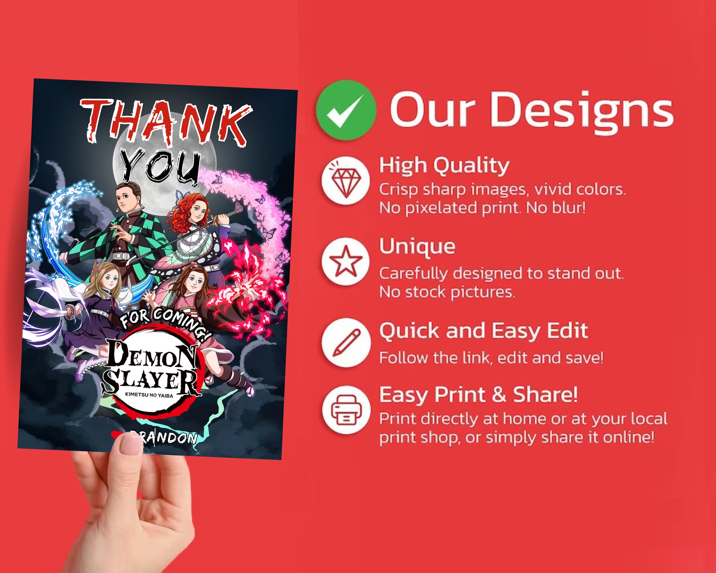 Anime Demon Slayer Themed Gift Tags Anime Inspired Birthday Party ...