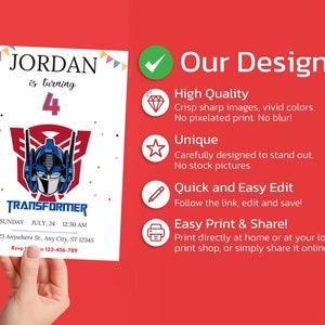 Optimus Prime Theme Transformers Party Invitation Transformers Party ...