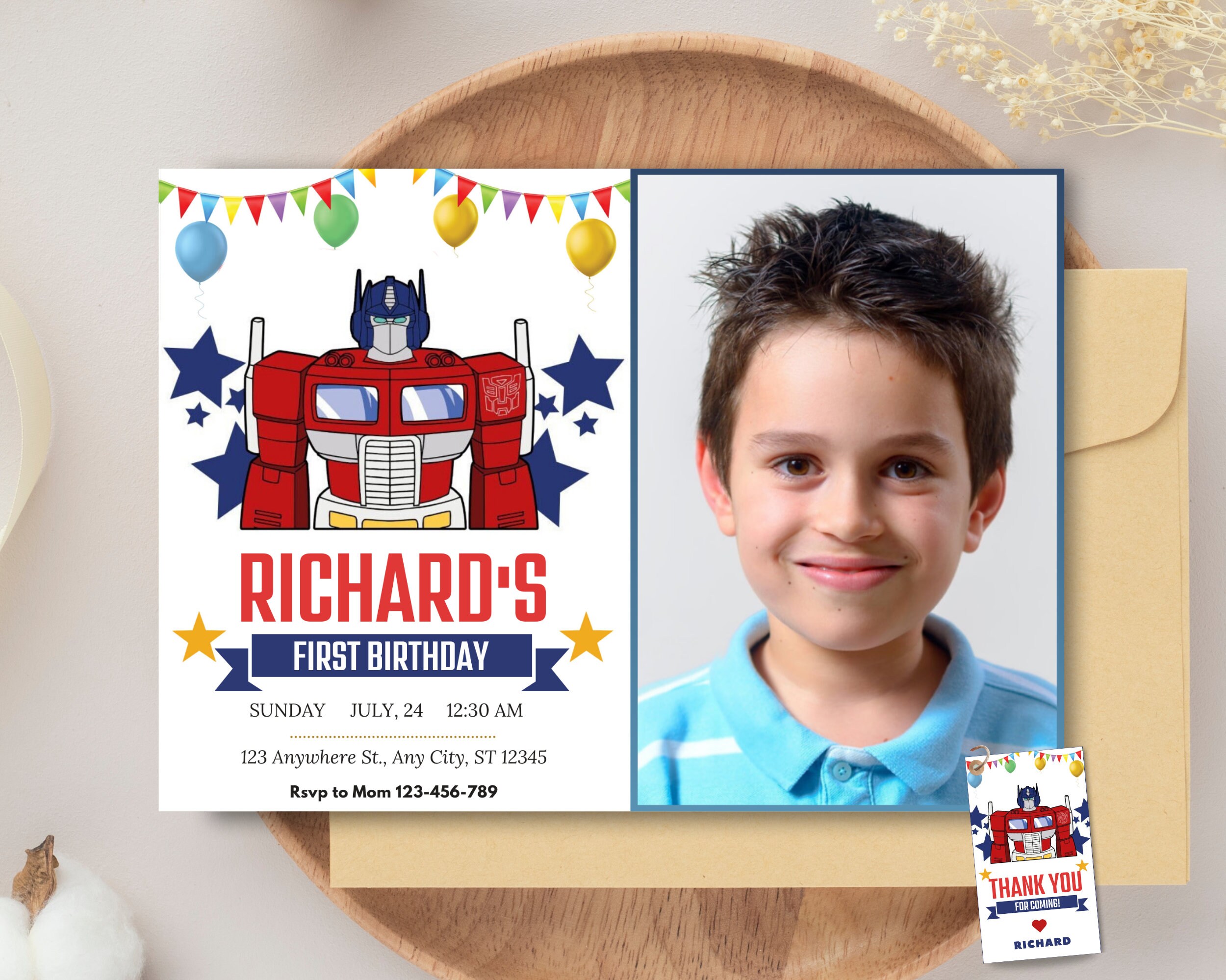 Optimus Prime Transformers Photo Birthday Card Printed Transformer ...