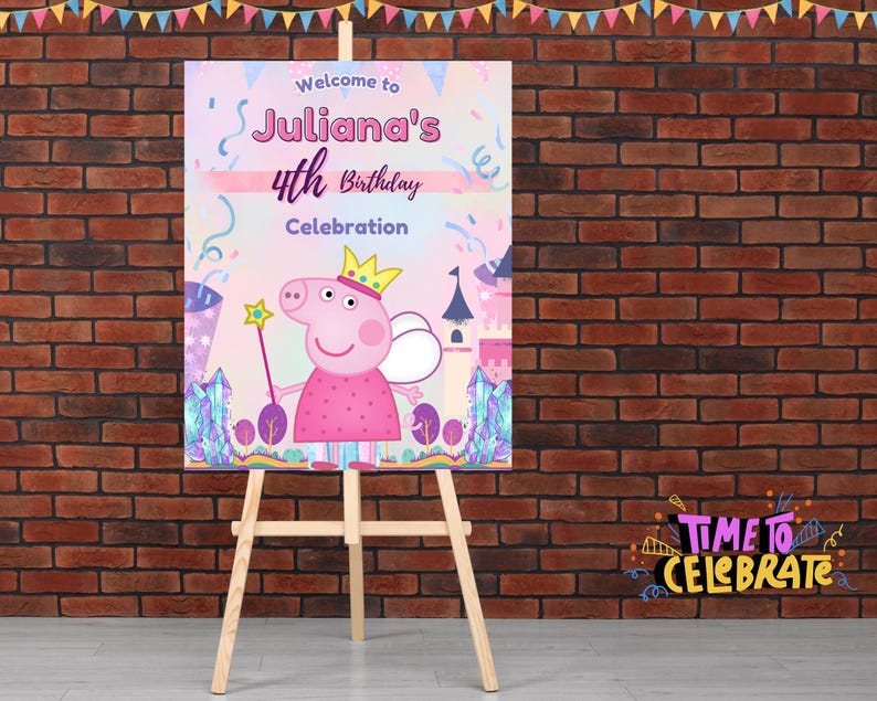 Editable Peppa Pig Birthday Banner Peppa Pig Welcome Sign Template for ...