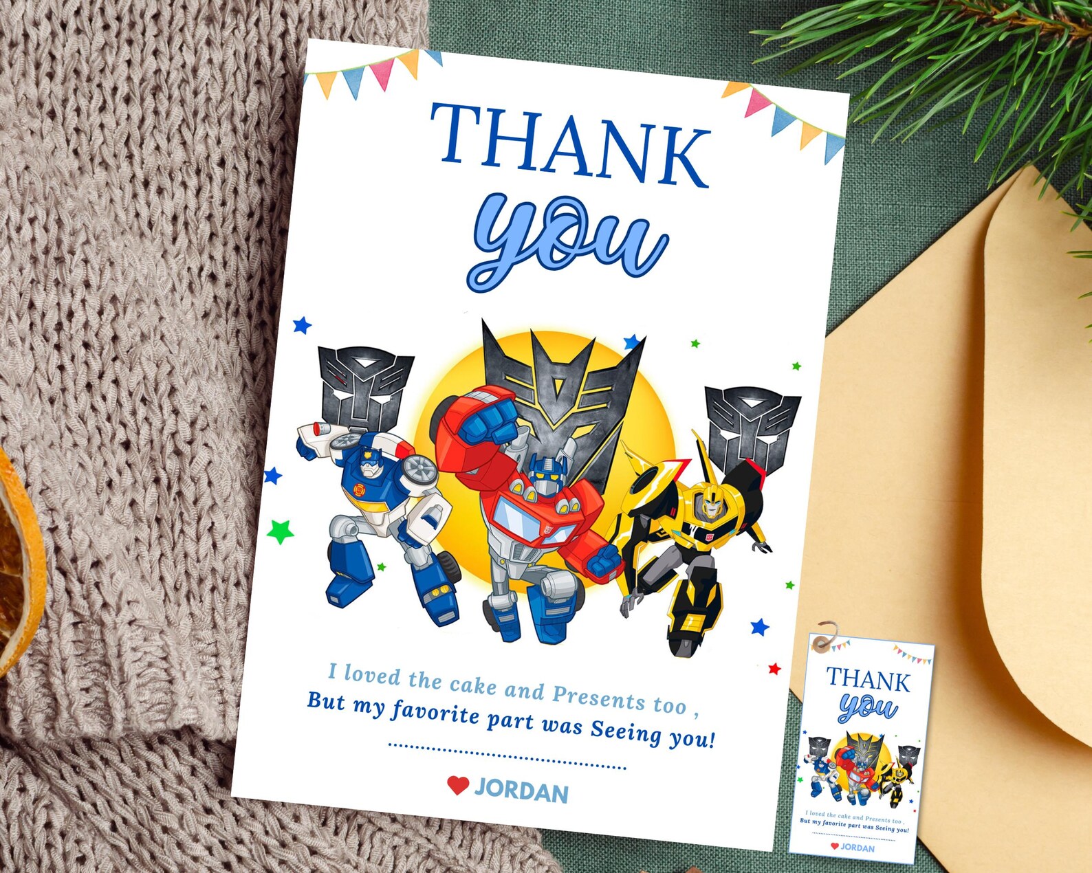 Transformers Birthday Tag Printable Transformers Optimus Prime Thank ...