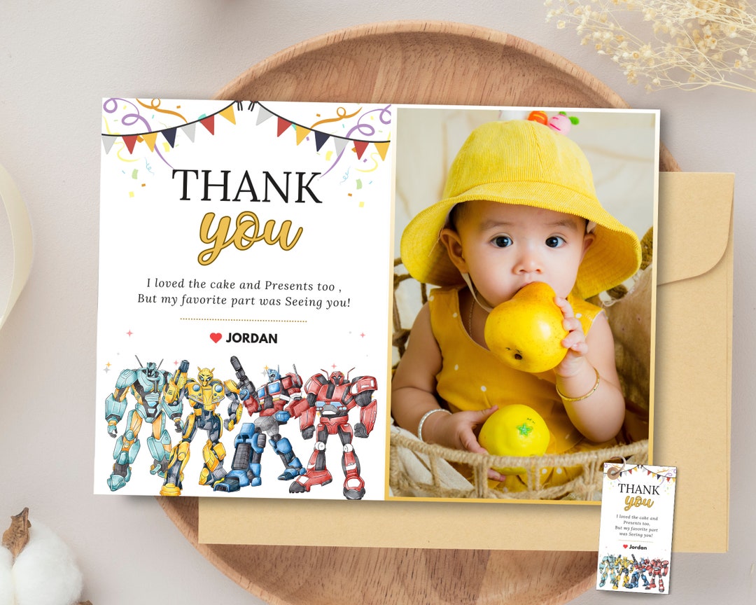 Transformer Photo Thank You Cards Personalized Robot Theme Transformers ...