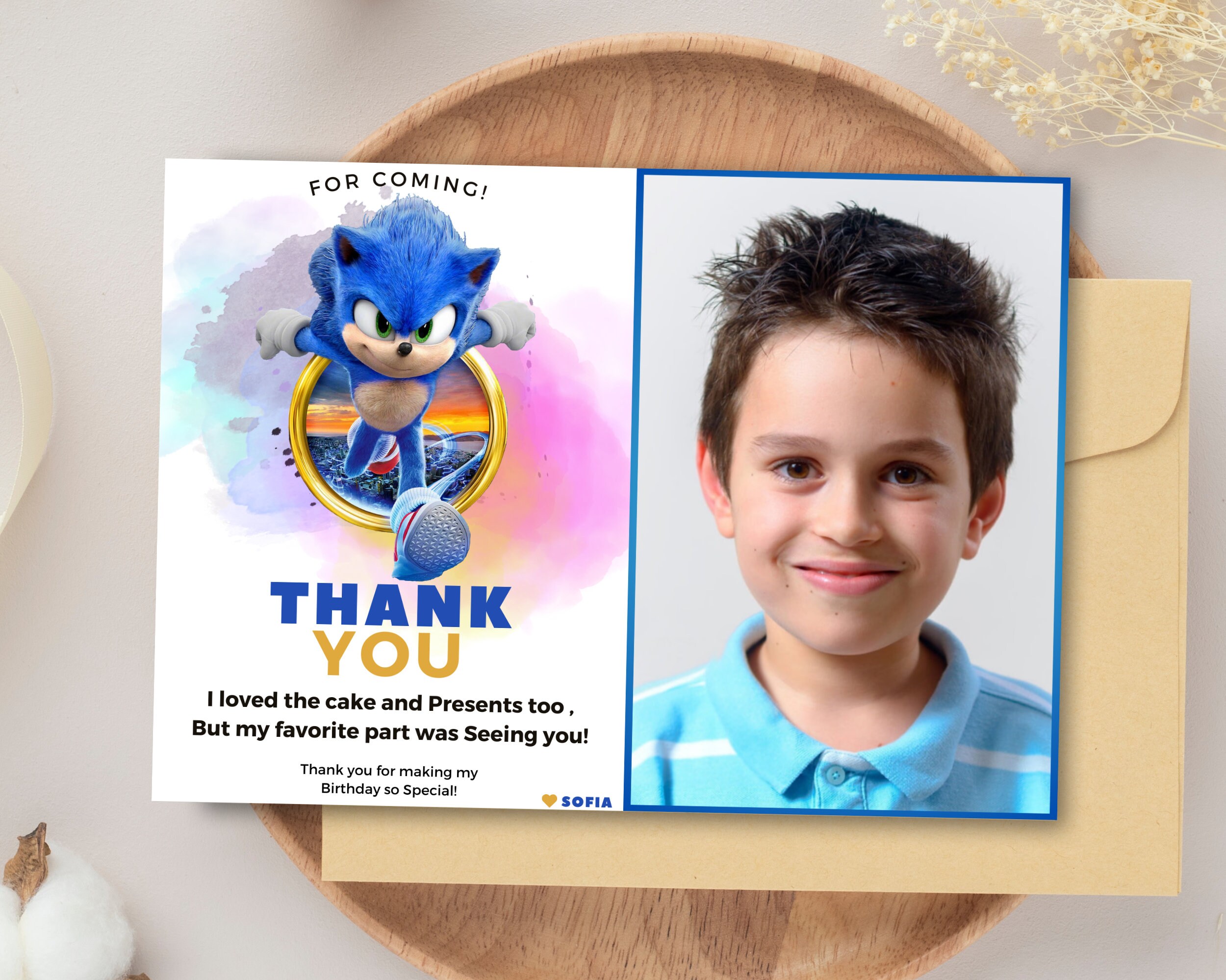 Buy Super Sonic Thank You Card Instant Download Sonic the HEDGEHOG ...