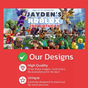 Roblox Banner Roblox Kids Birthday Personalised Banner Personalised ...