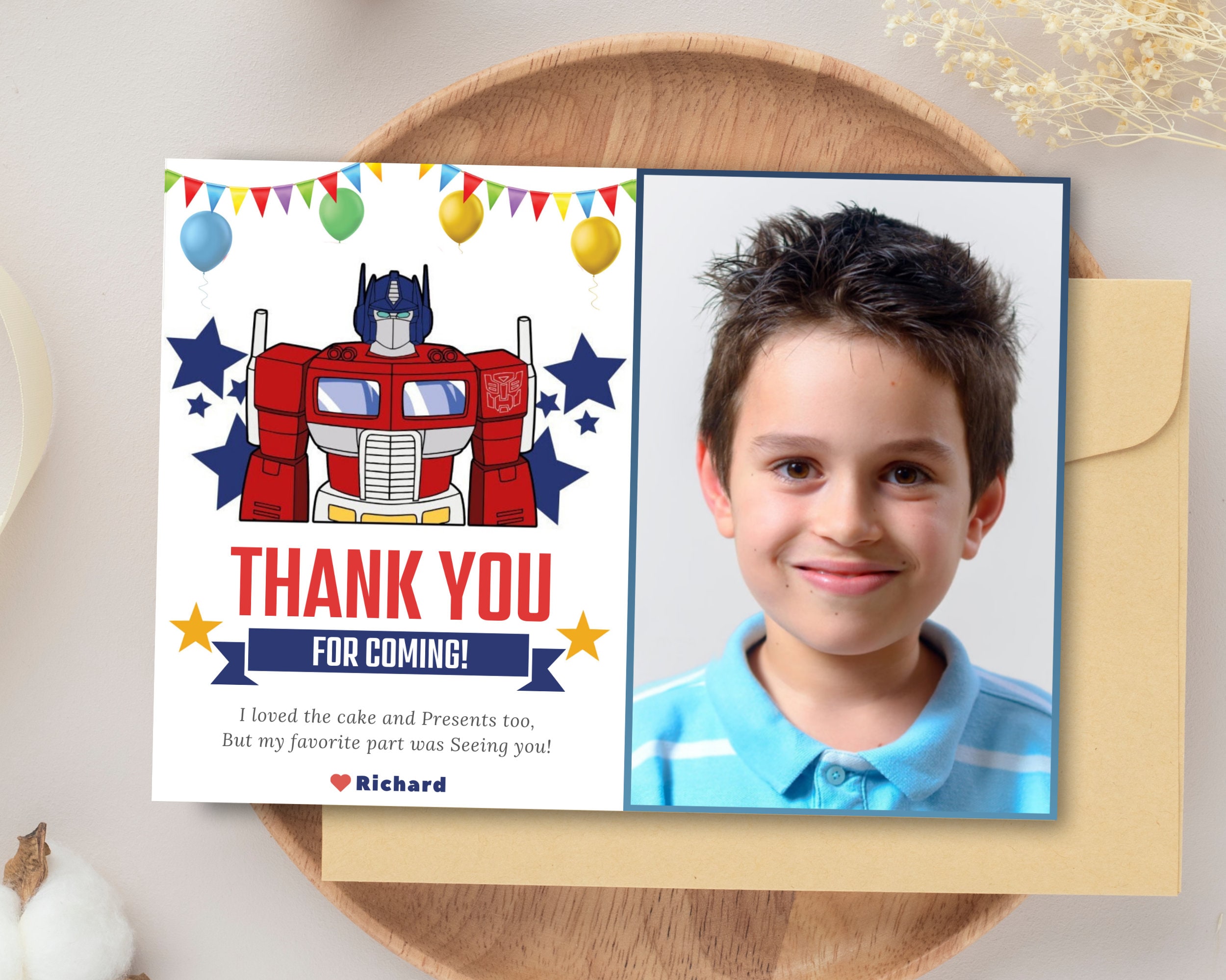 Transformers Optimus Prime Thank You Cards Printable Transformers ...
