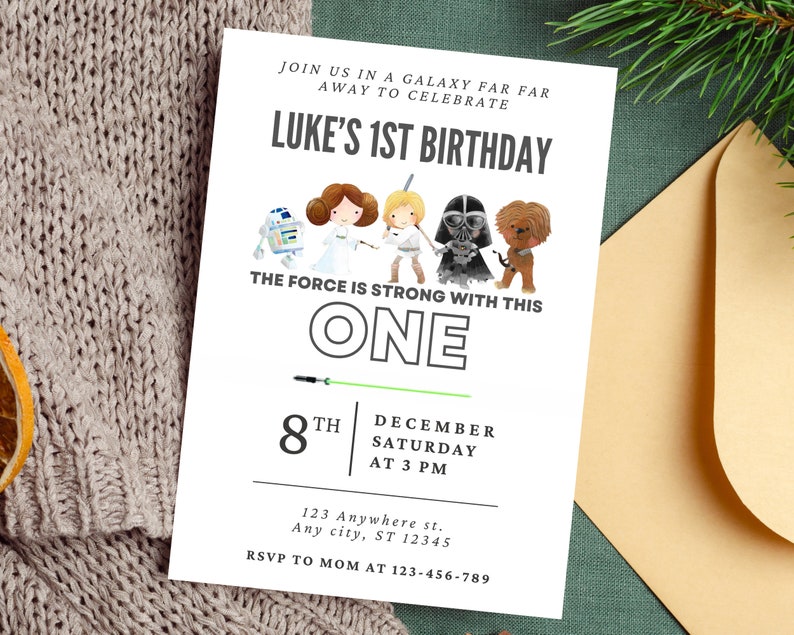 Star Wars Party Invitation the Force is Strong With This One Card Space ...