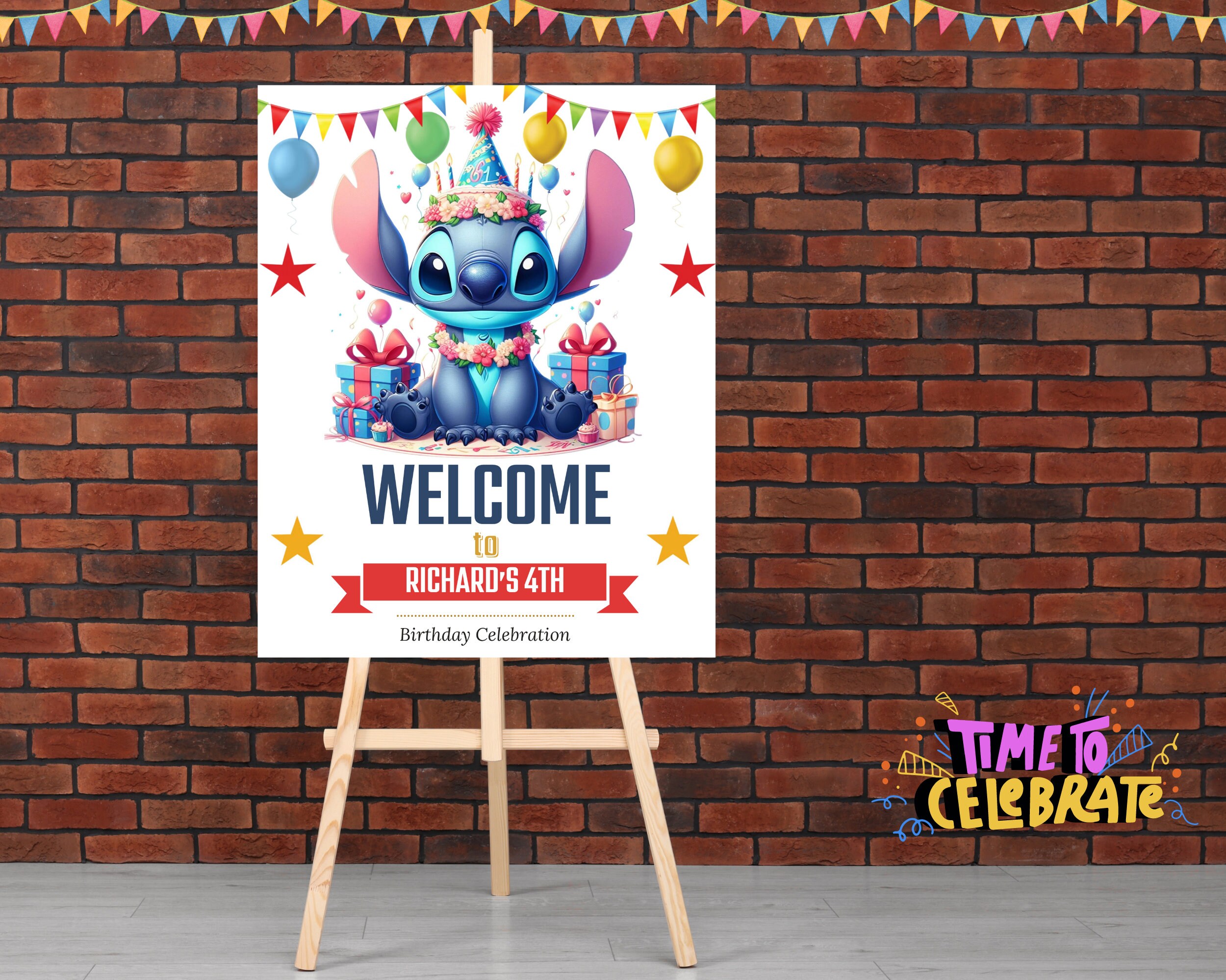 Stitch Welcome Birthday Card Instant Download Canva Template Stitch ...