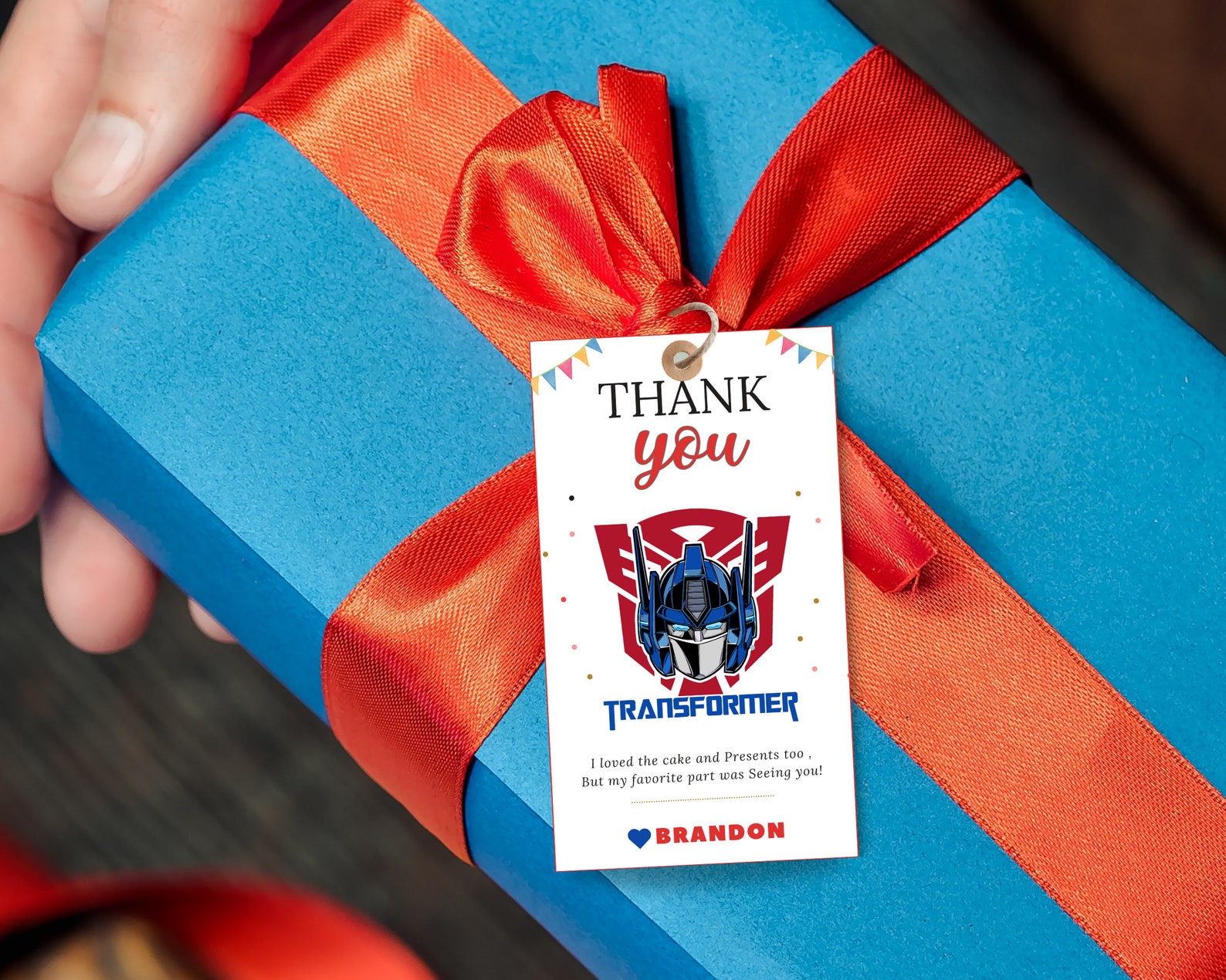 Transformers Birthday Tag Printable Transformers Thank You Tag Template ...