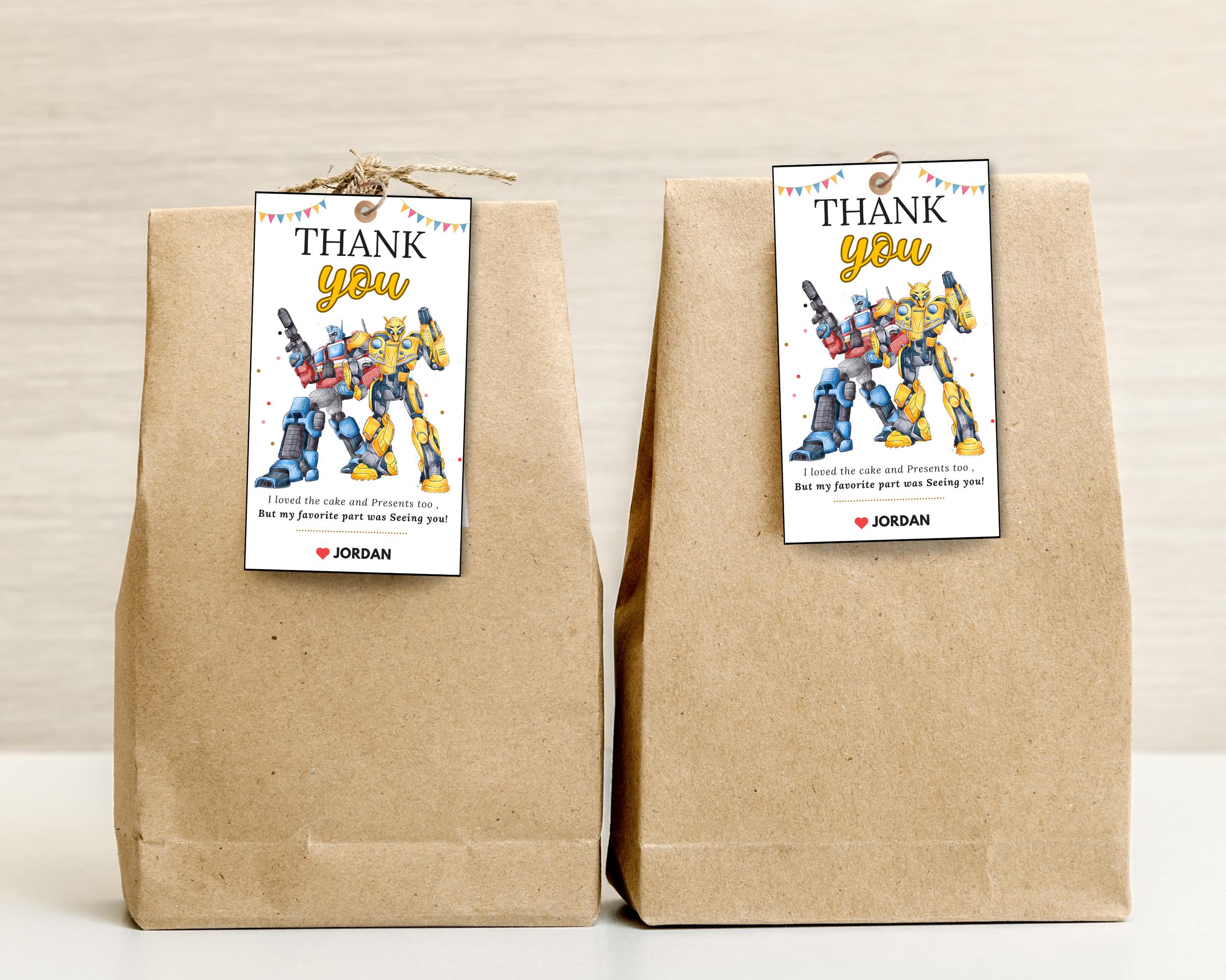 Transformers Birthday Tag Printable Transformers Thank You Tag Template ...