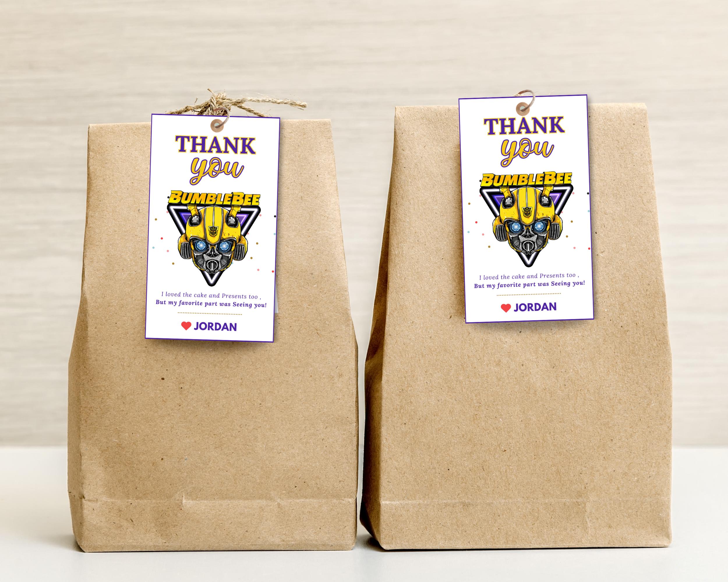 Transformers Bumblebee Thank You Card Bumble Bee Transformers Thank You Party Favor Robot ...