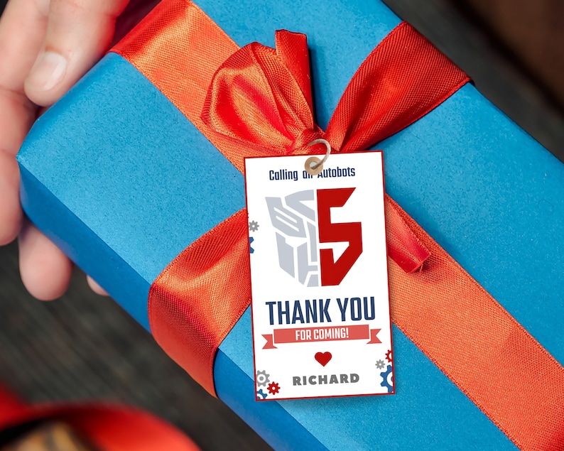 Transformers Birthday Tag Printable Transformers Thank You Tag Template ...