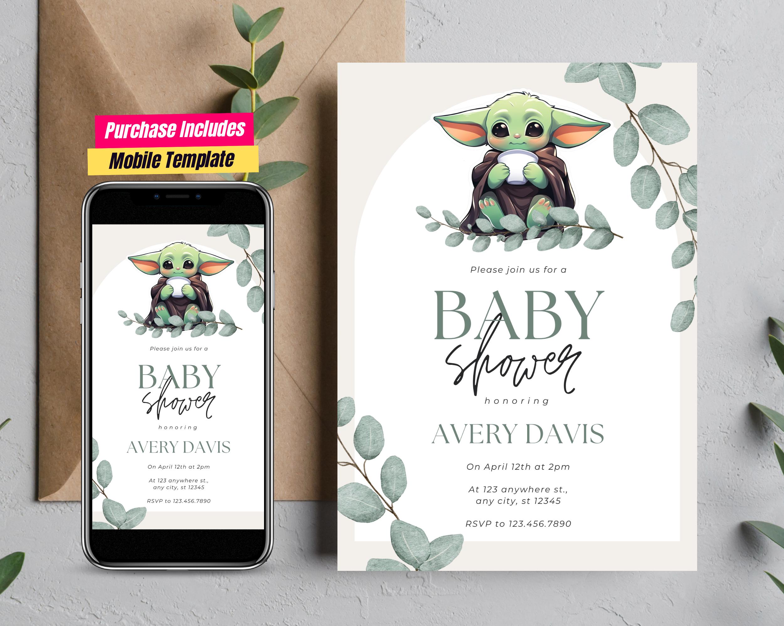 Star Wars Grogu Baby Shower Invitation Starwars Grogu Party Star Wars ...