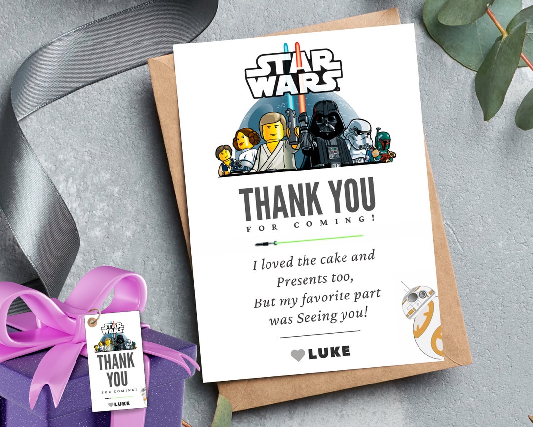 Star Wars Thank You Cards Personalised Star Wars Thankyou for Coming to ...