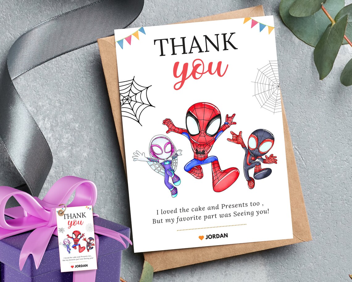 Spidey and His Amazing Friends Gift Tags Spidey Thank You Tags ...