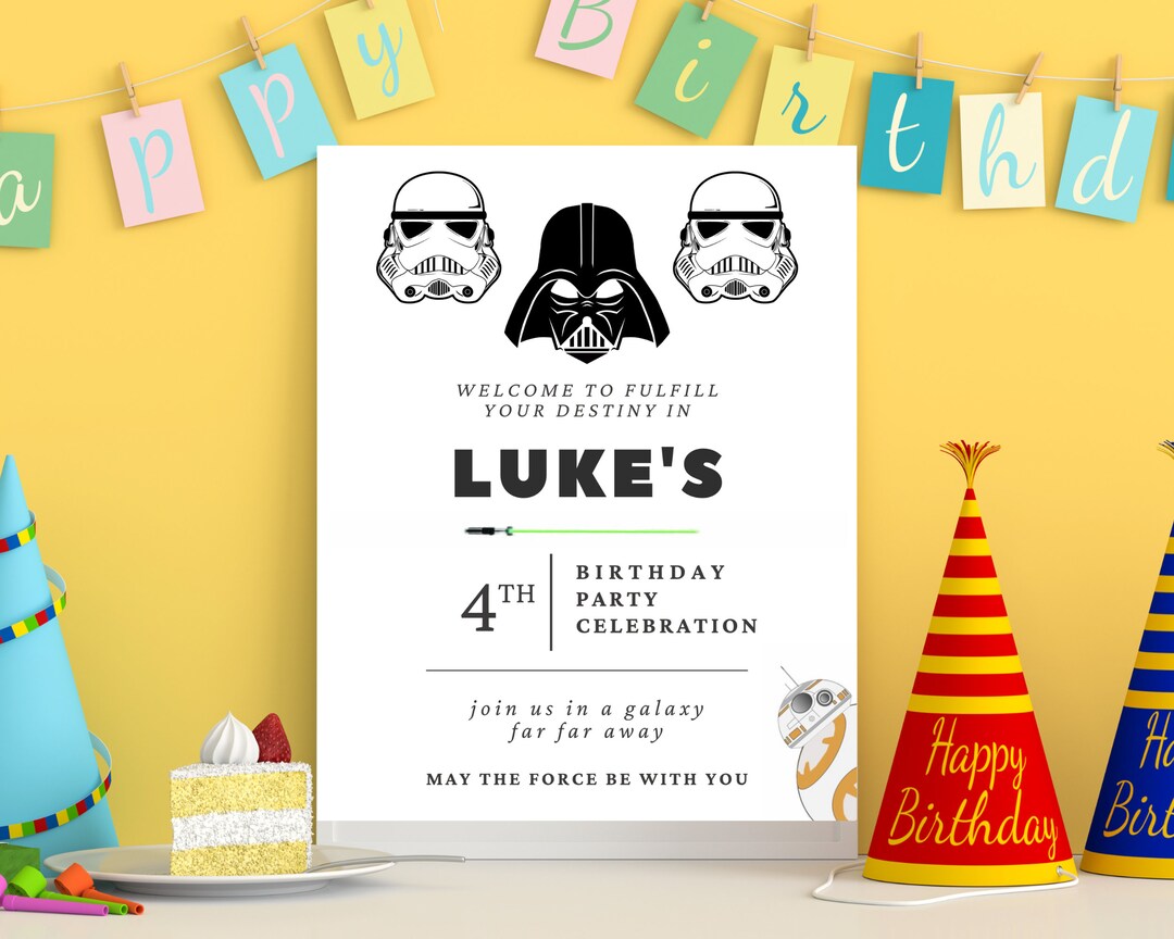 Editable Star Wars Welcome Sign Birthday Party Birthday Invitations ...