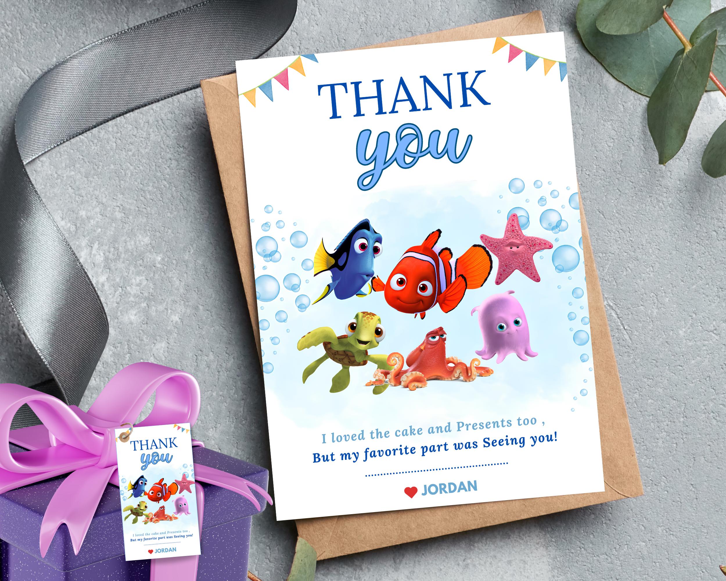 Finding Nemo Thank You Goodie Bag Underwater Theme Thank You Finding ...