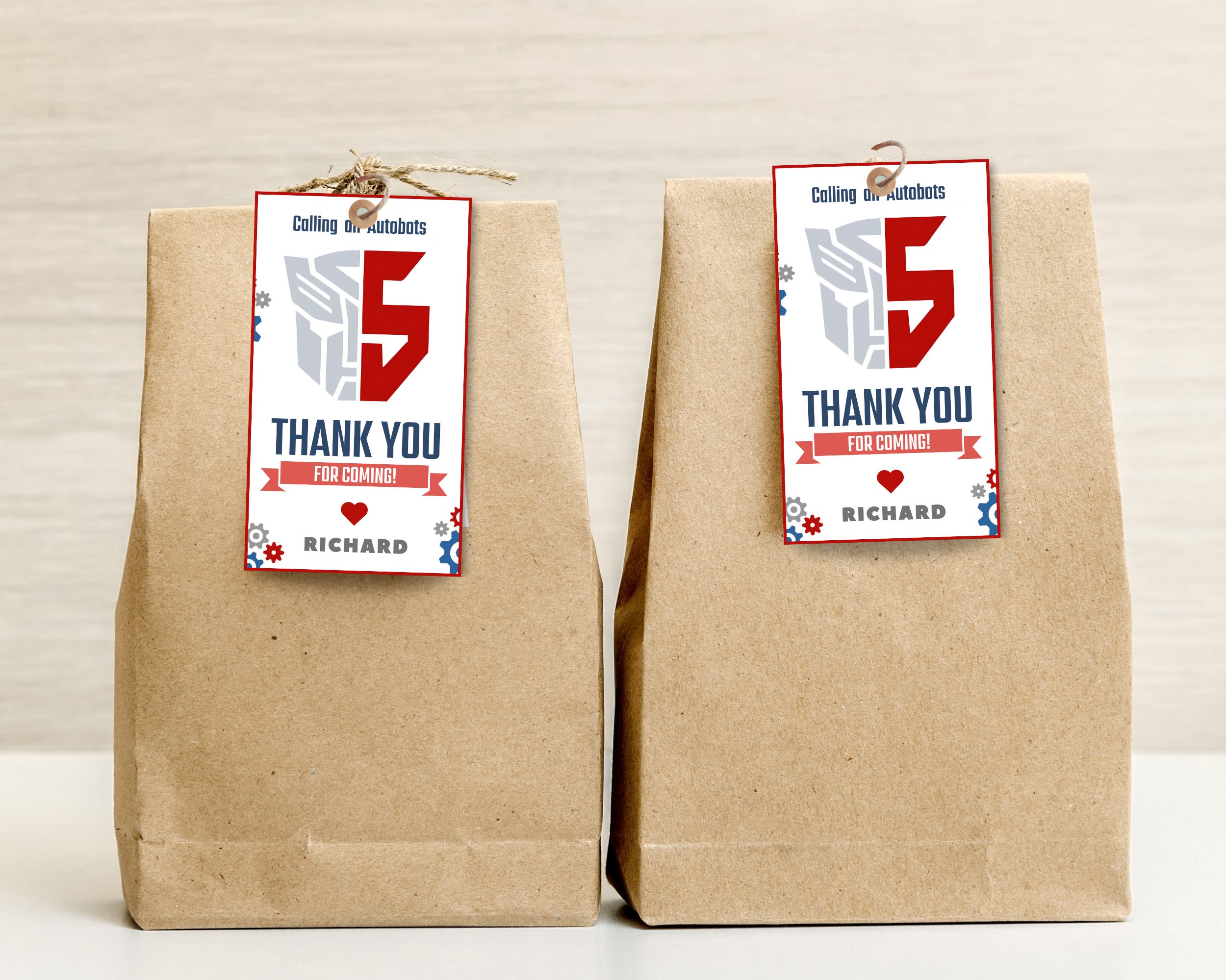 Transformers Birthday Tag Printable Transformers Thank You Tag Template ...