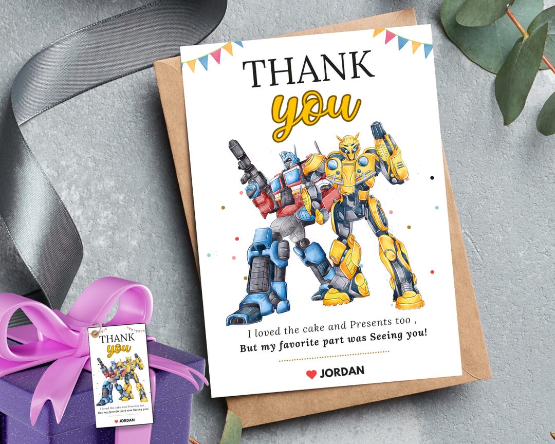 Transformers Birthday Tag Printable Transformers Thank You Template ...