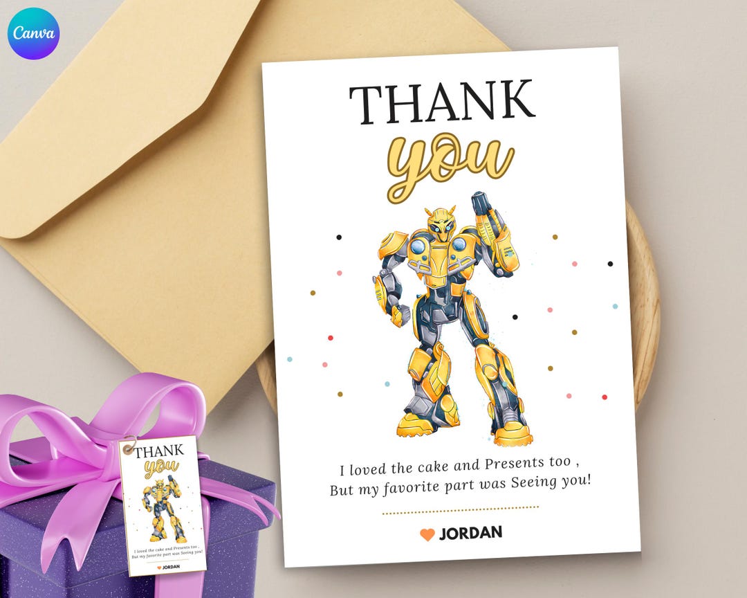 Transformers Bumblebee Thank You Card Bumblebee Transformers Thank You ...