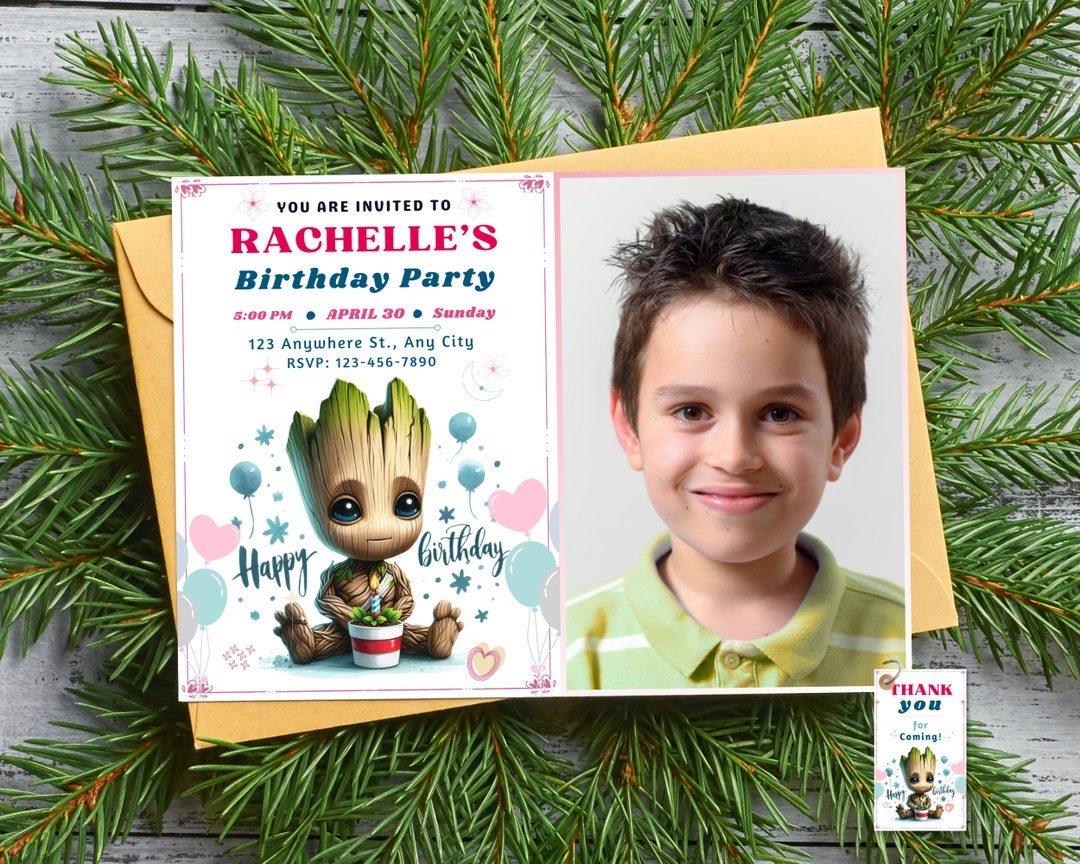 Happy Birthday Groot Invitation Template Baby Groot Party Invitation ...