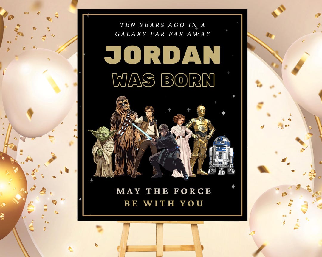 Editable Star Wars Welcome Sign Birthday Party Birthday Invitations ...