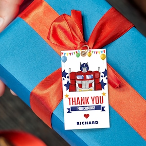 Transformers Optimus Prime Thank You Tag Transformers Gift Tags Autobot ...