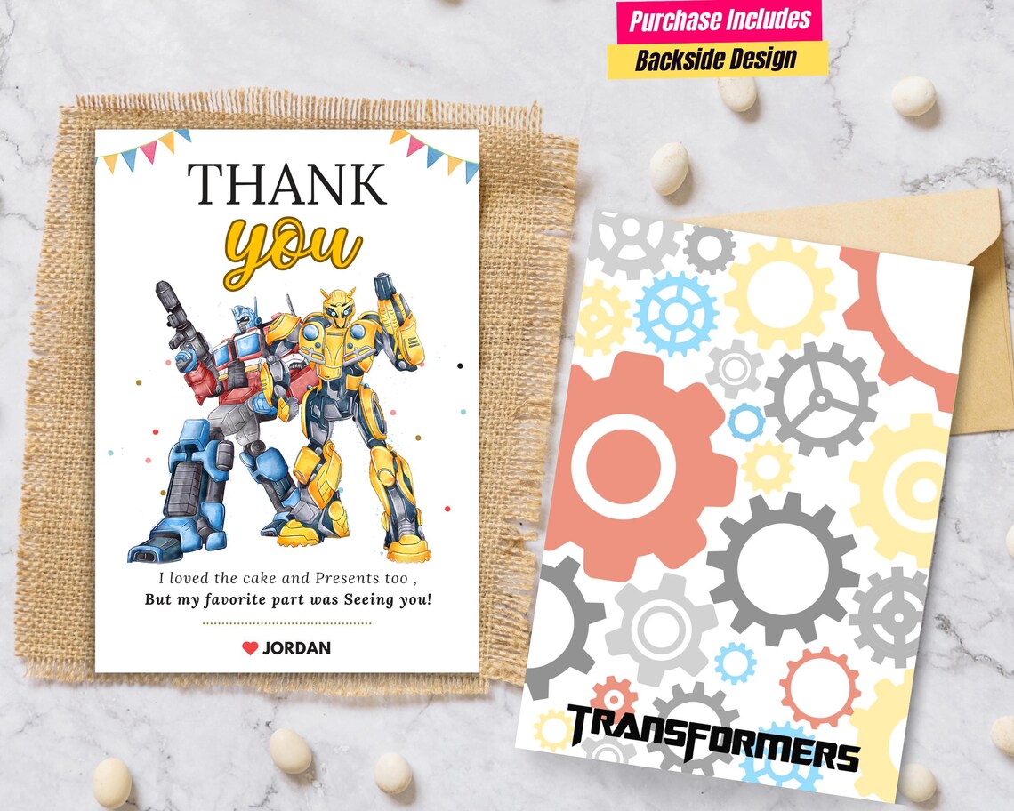 Transformers Birthday Tag Printable Transformers Thank You Template ...