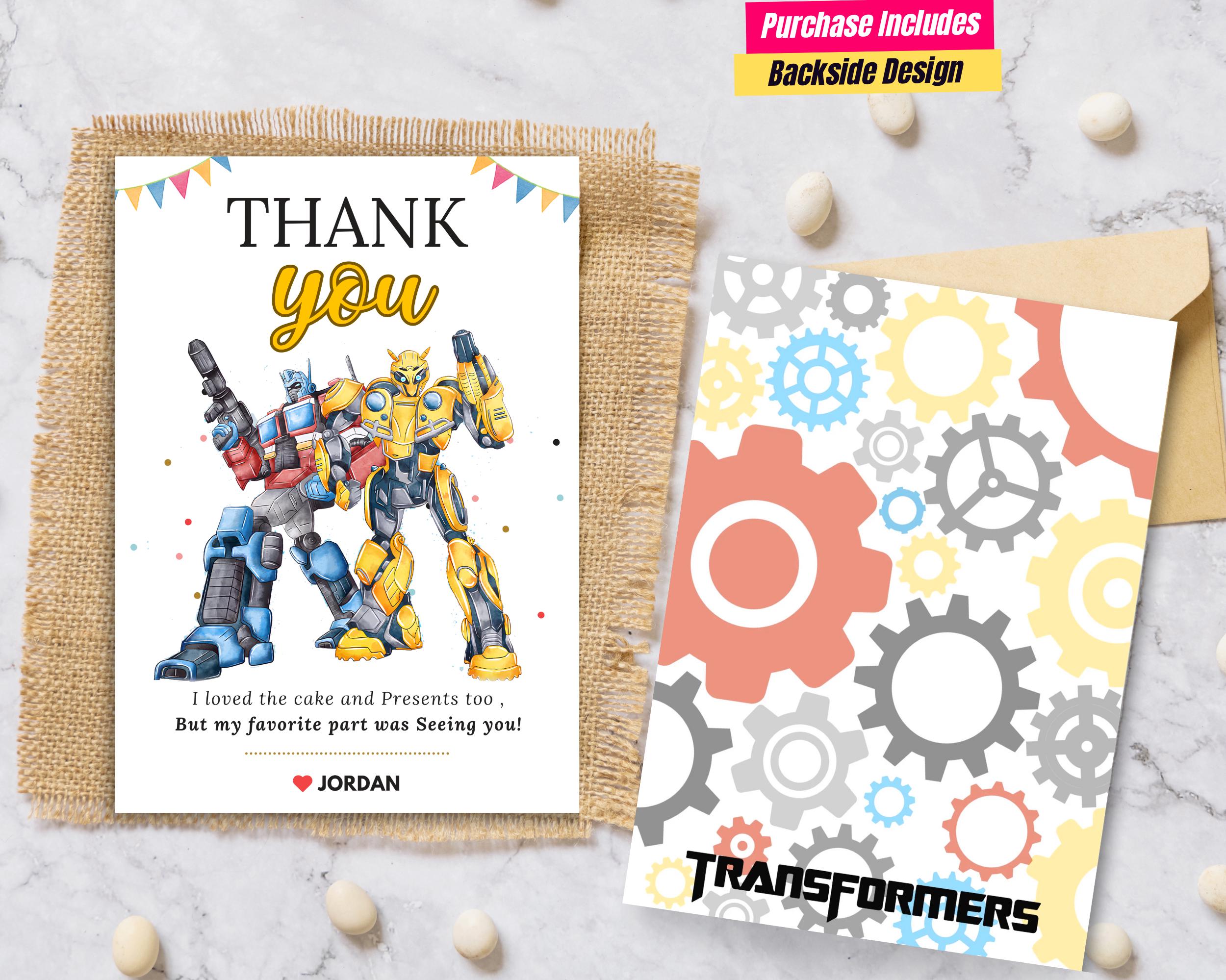 Transformers Birthday Tag Printable Transformers Thank You Template ...