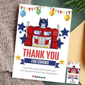 Transformers Optimus Prime Thank You Cards Printable Transformers ...