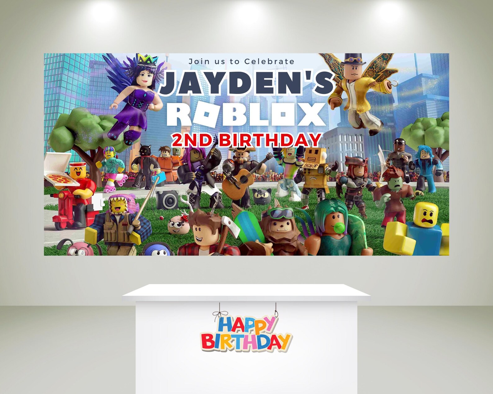 Roblox Banner Roblox Kids Birthday Personalised Banner Personalised ...