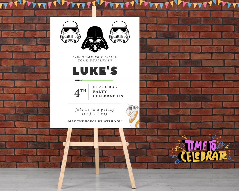 Editable Star Wars Welcome Sign Birthday Party Birthday Invitations ...