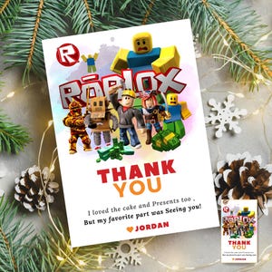 Editable Roblox Thank You Party Cards Roblox Thank You Party Stickers ...