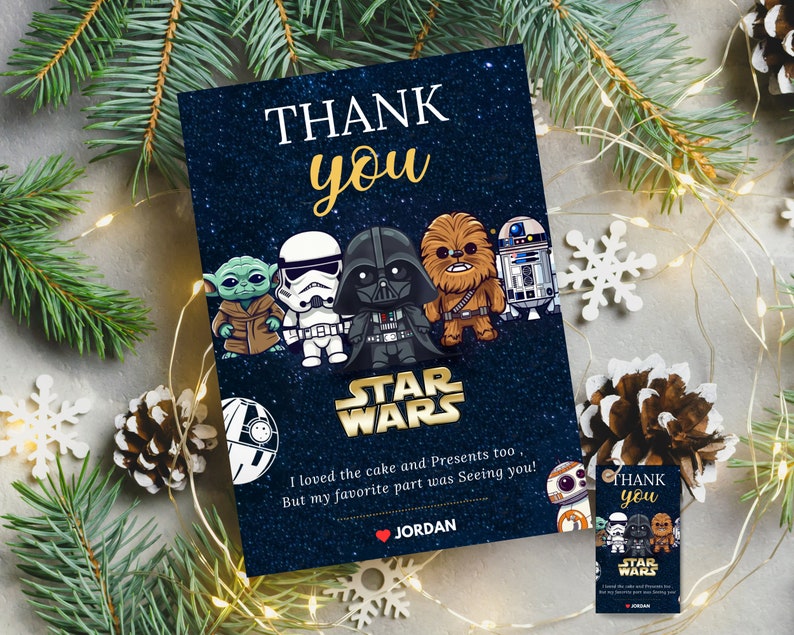 Star Wars Themed Thank You Notes - Jedi Appreciation Cards for Birthday ...