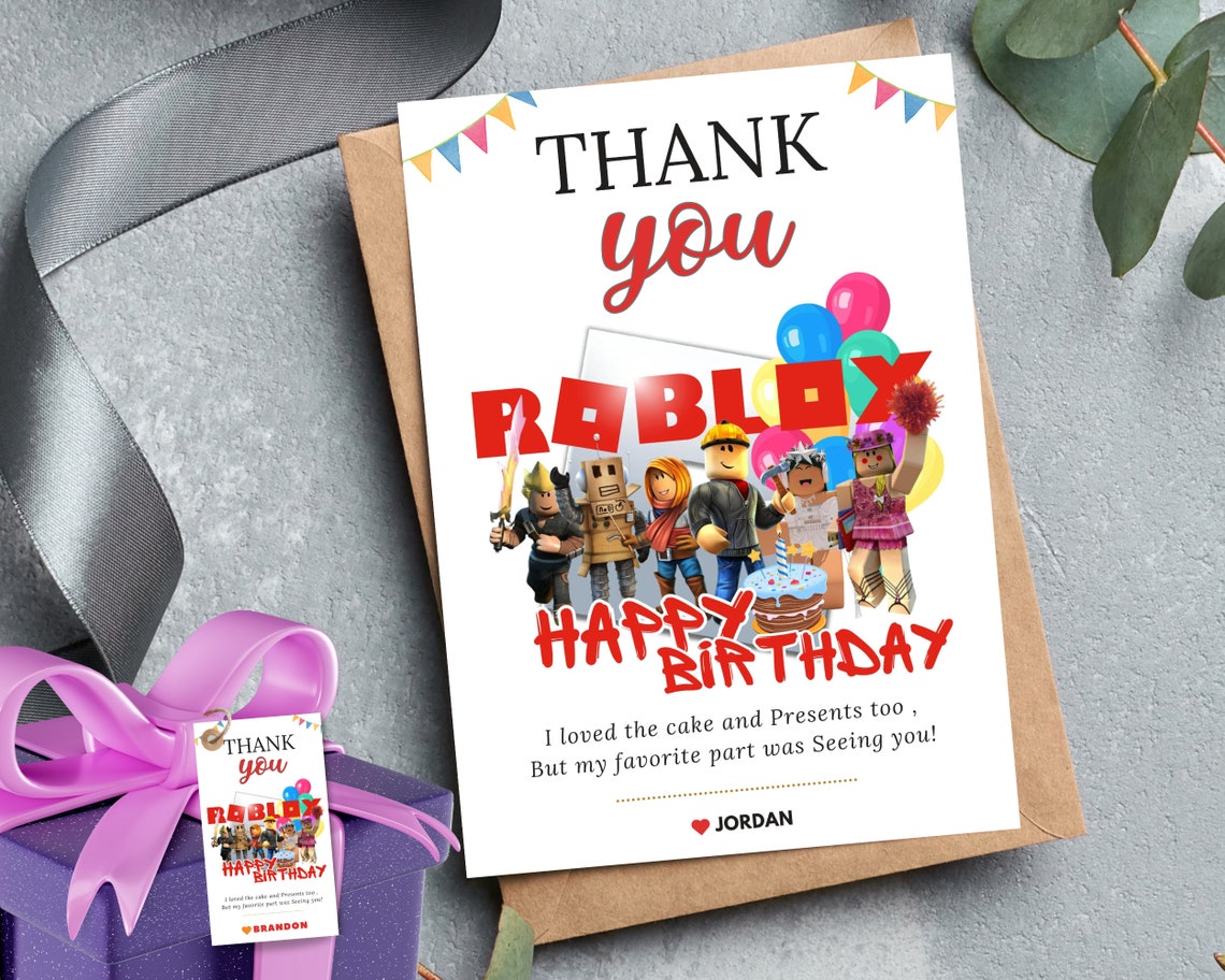 Roblox Birthday Tag Printable Roblox Thank You Tag Template Printed ...