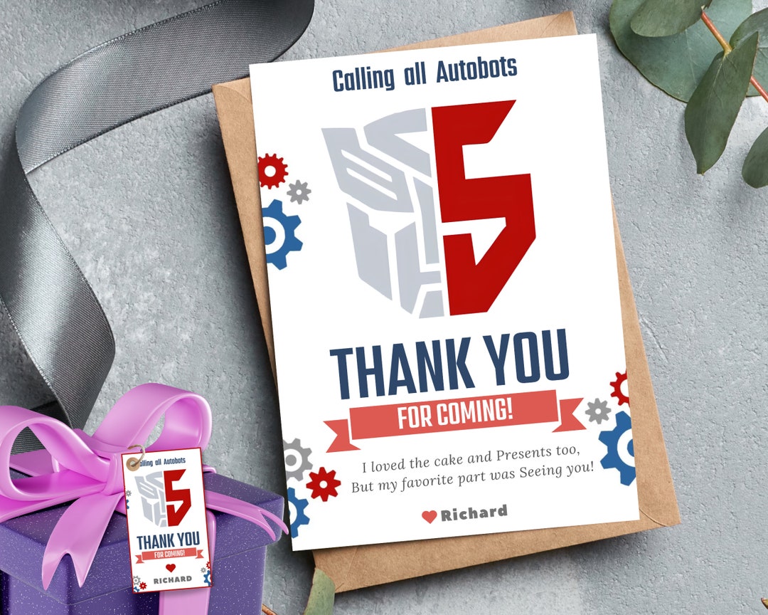 Transformers Thank You Cards Printable Transformers Thank You Notes ...