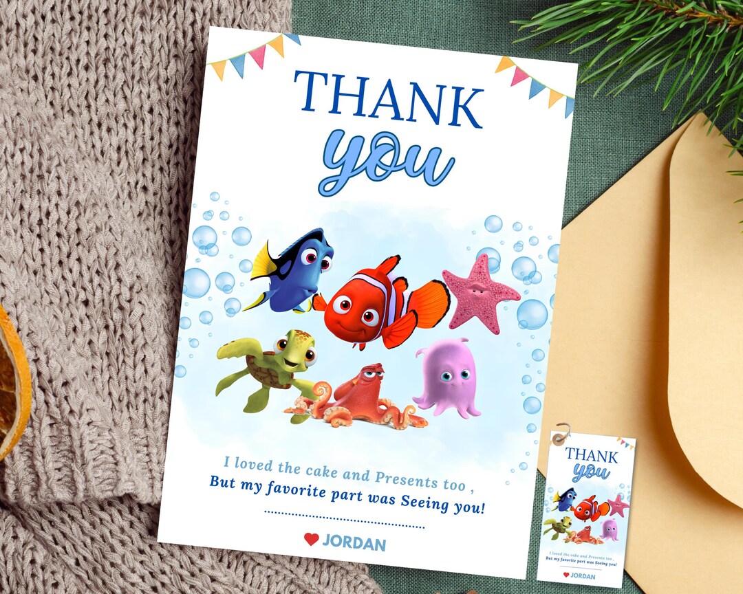 Finding Nemo Thank You Goodie Bag Underwater Theme Thank You Finding ...