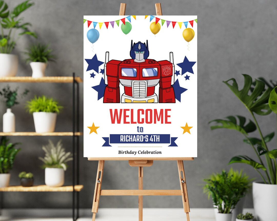Transformers Birthday Party Welcome Sign Autobot Entrance Plaque ...
