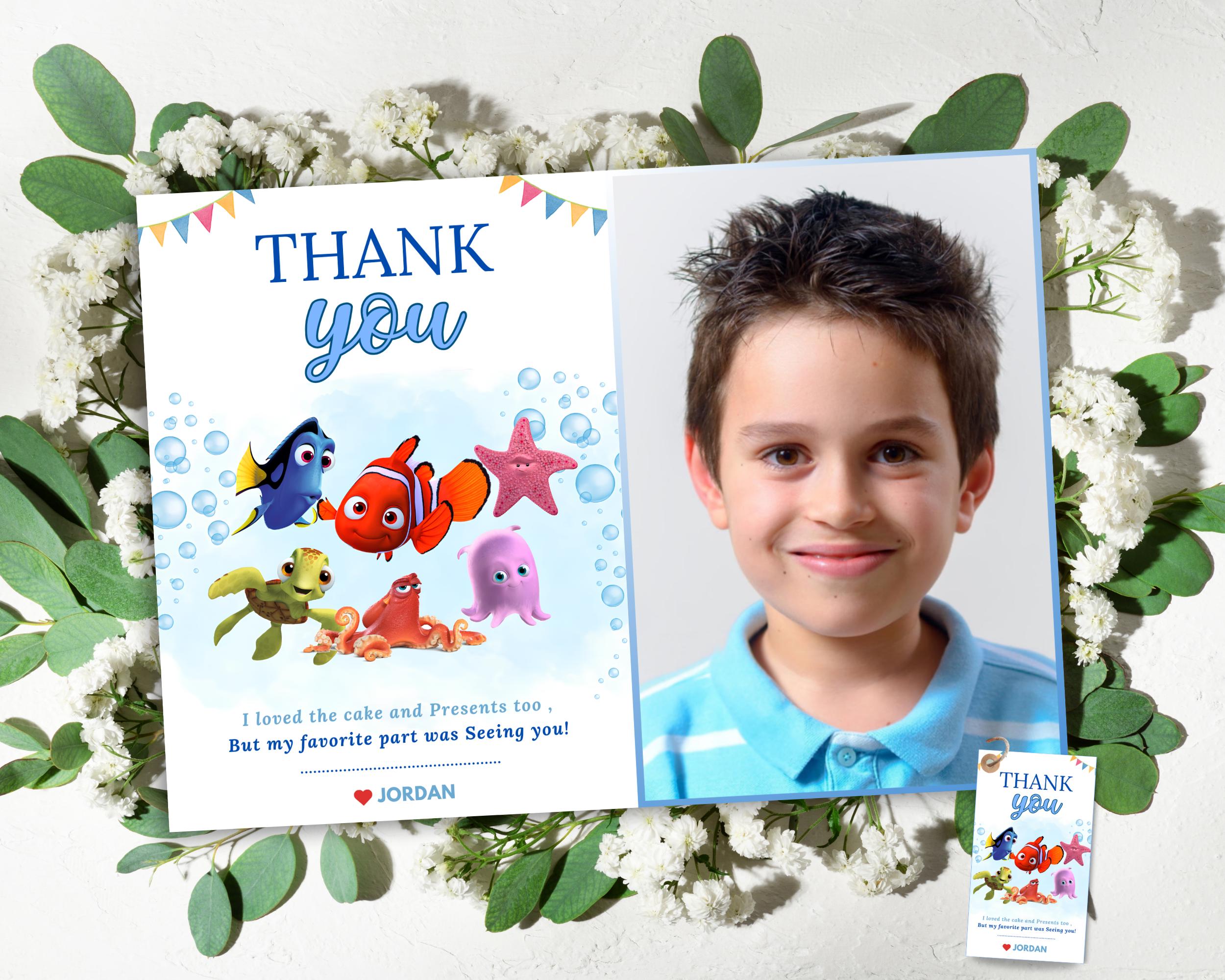Finding Nemo Thank You Photo Card Underwater Theme Thank You Card With ...