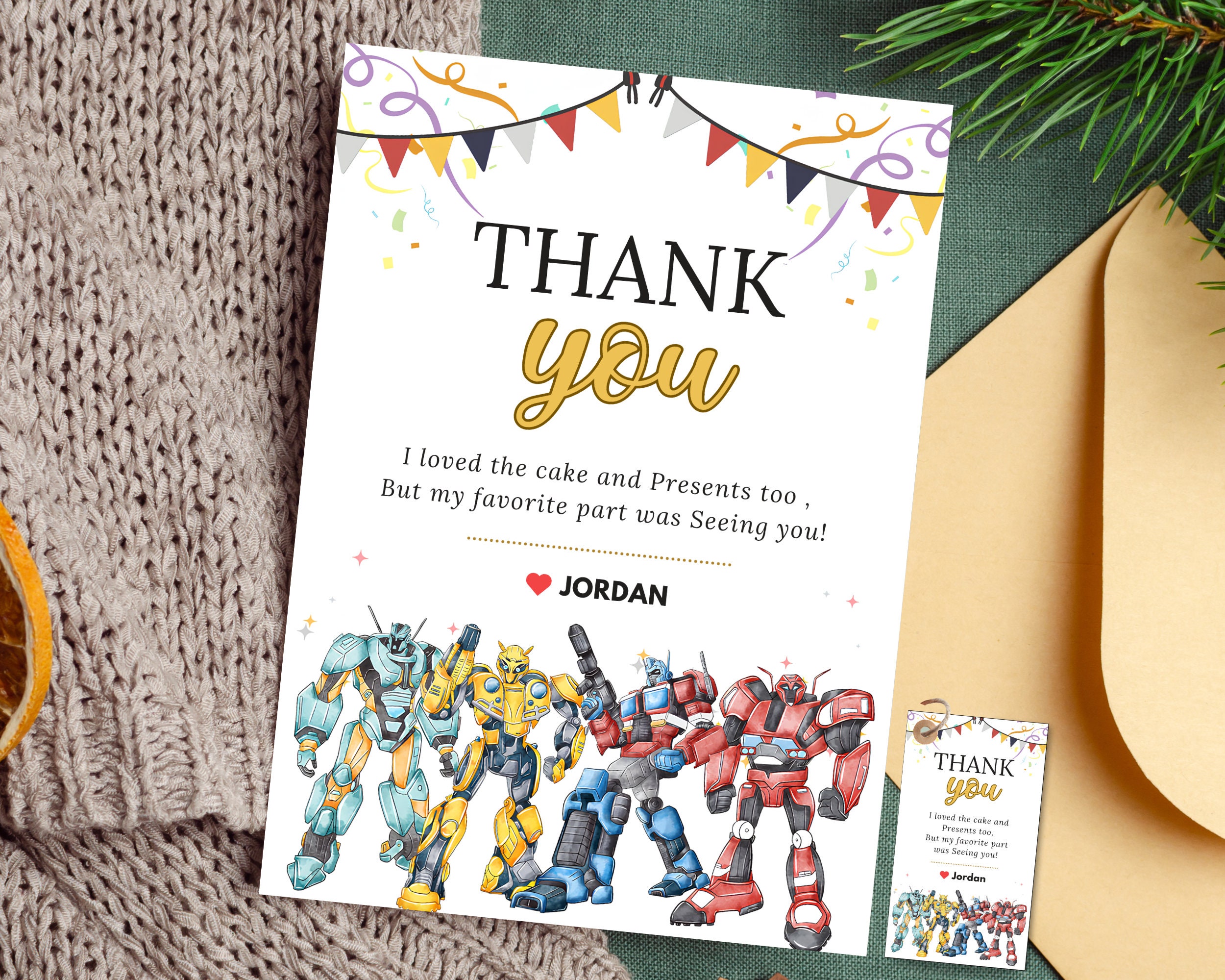 Transformers Birthday Tag Printable Transformers Thank You Tag Template ...
