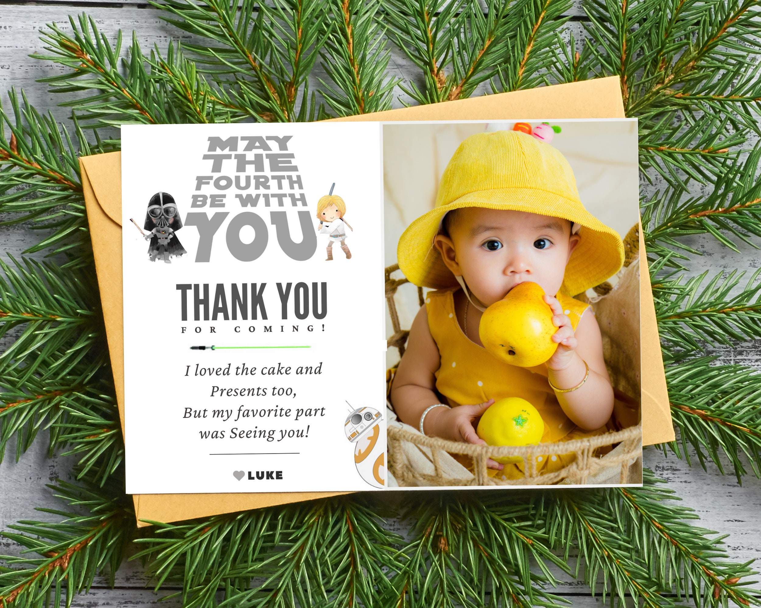 Star Wars Thank You Photo Card May the 4th Be With You Gratitude Notes ...