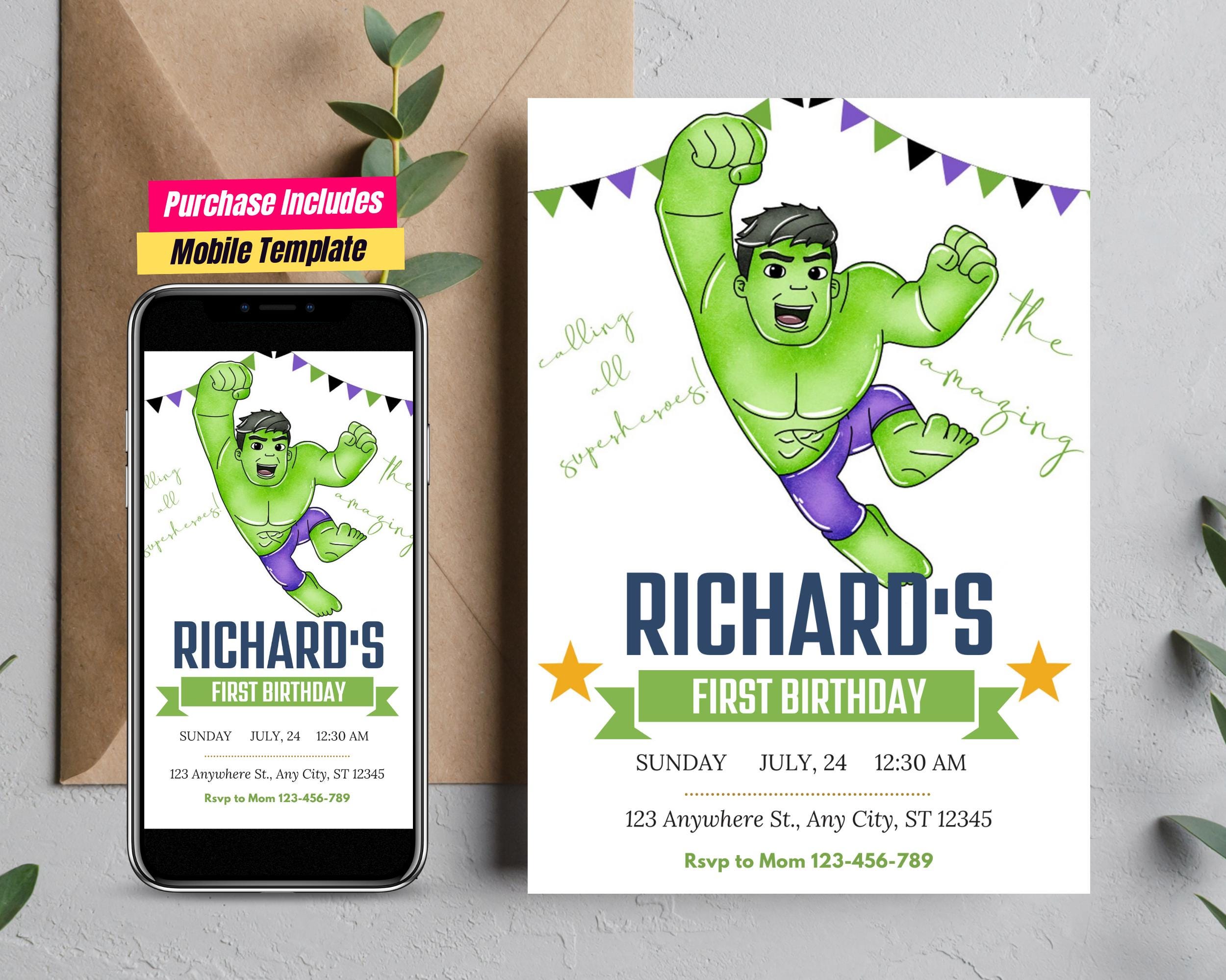 The Incredible Hulk Invitation With Photo Hulk Birthday Photo Banner ...
