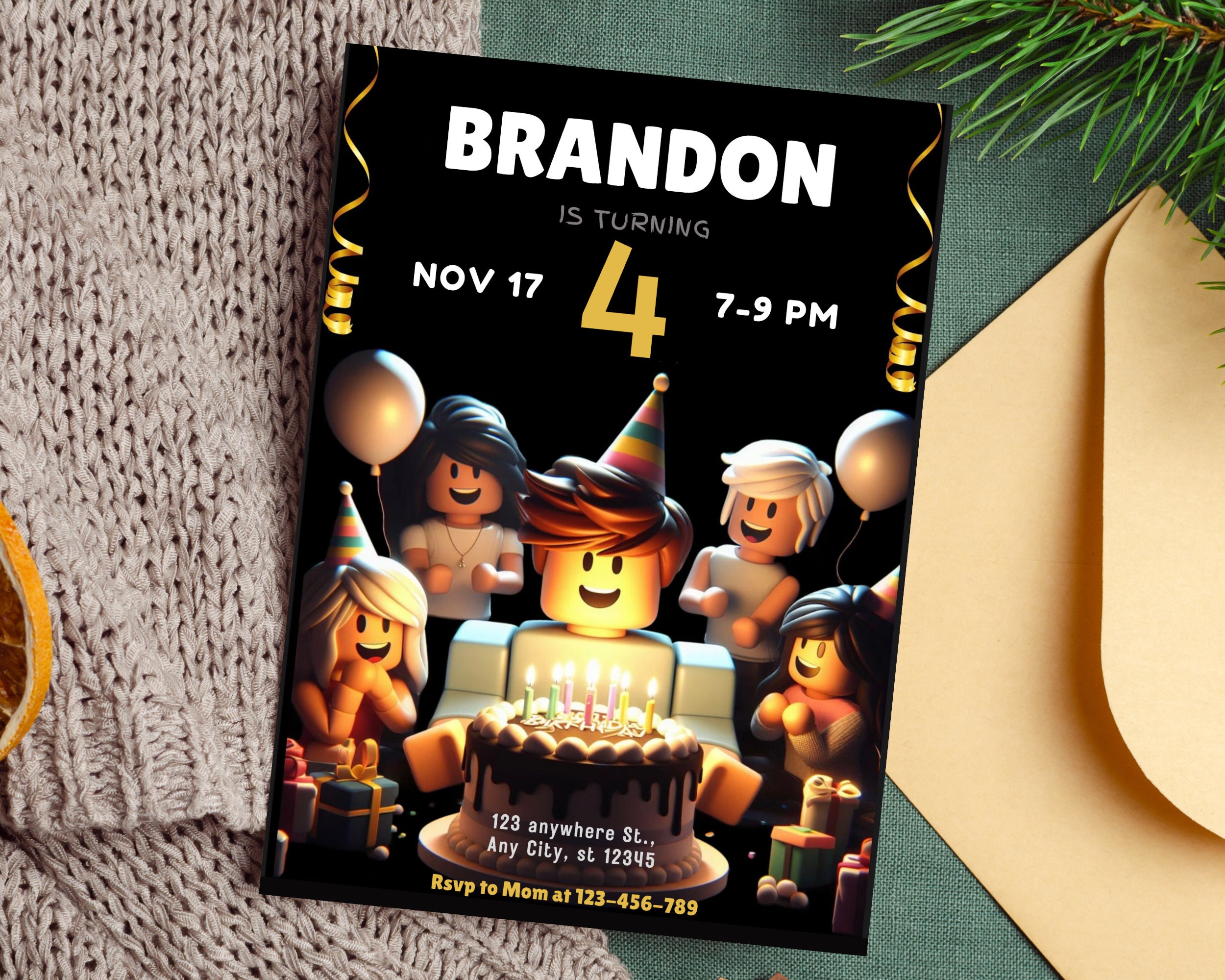 Roblox Party Invite Gamer Theme Party Roblox Birthday Invitation Roblox ...