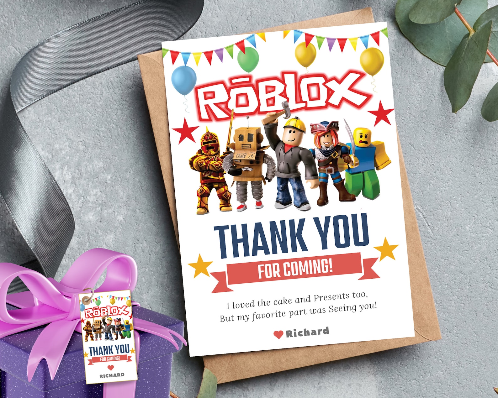 Editable Roblox Thank You Party Cards Roblox Thank You Party Stickers ...