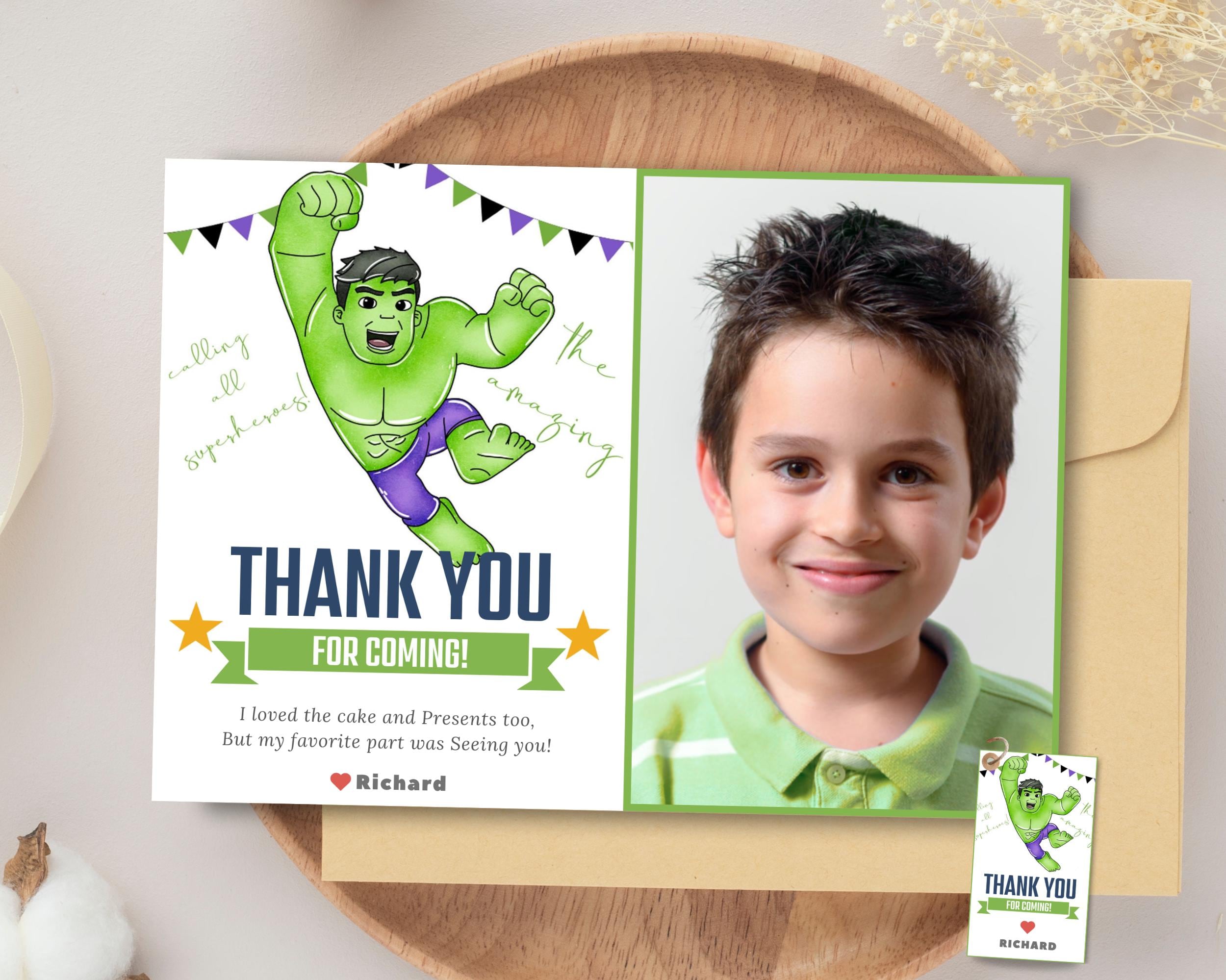 The Incredible Hulk Thank You Cards Superhero Gratitude Notes for Kids ...