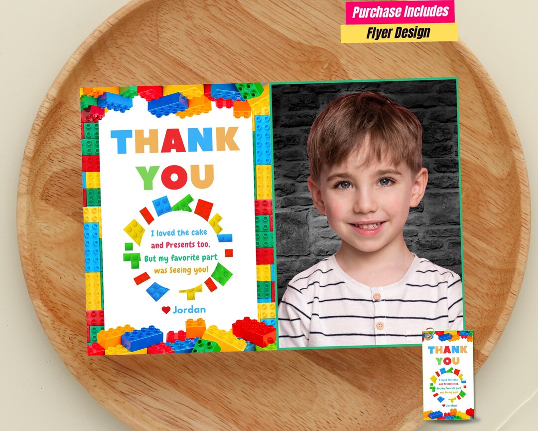 Building Blocks Birthday Thank You Photo Card Builder Blocks Gift Card ...