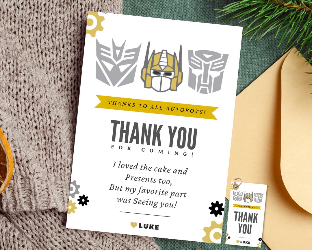 Transformers Optimus Prime Thank You Cards Printable Transformers ...
