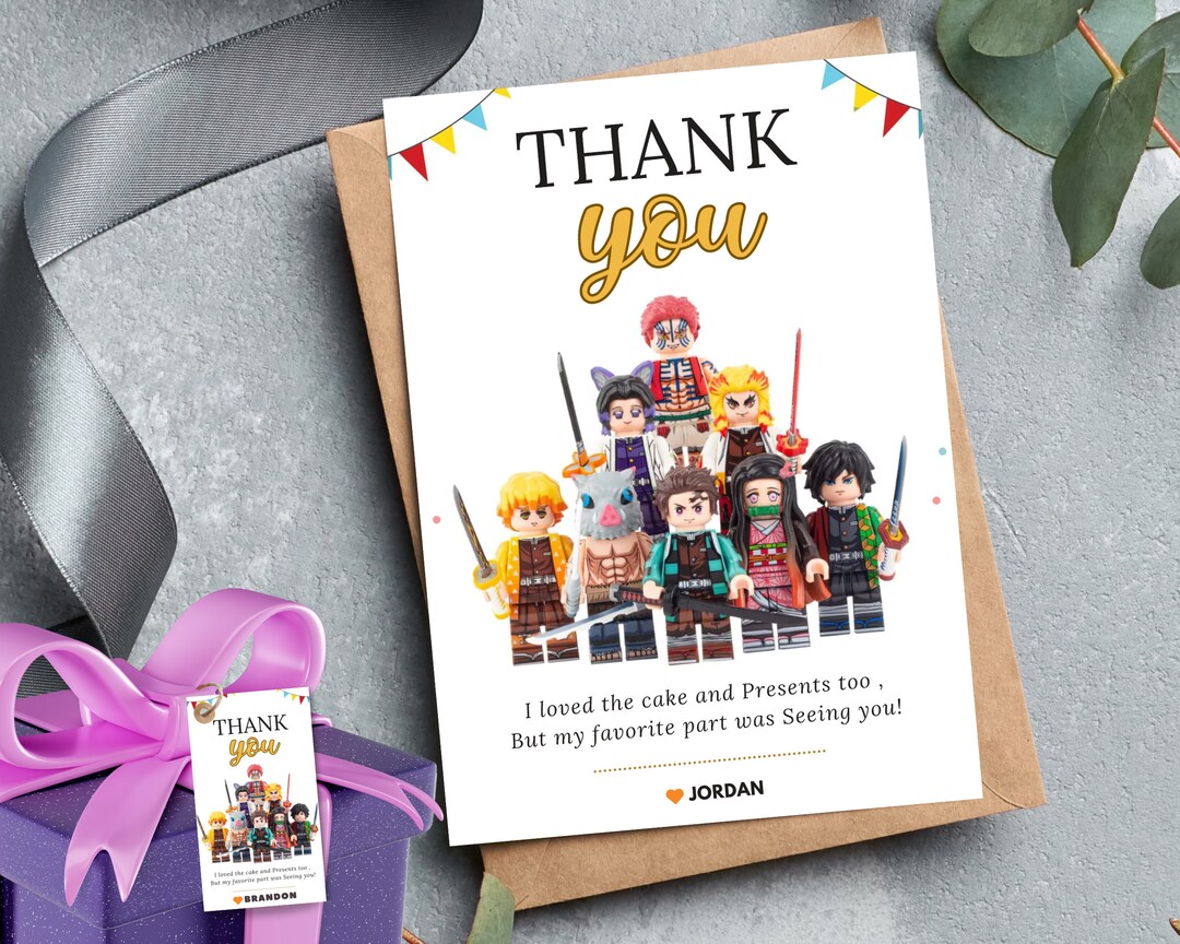 Anime Demon Slayer Thank You Cards Anime Inspired Appreciation Notes ...