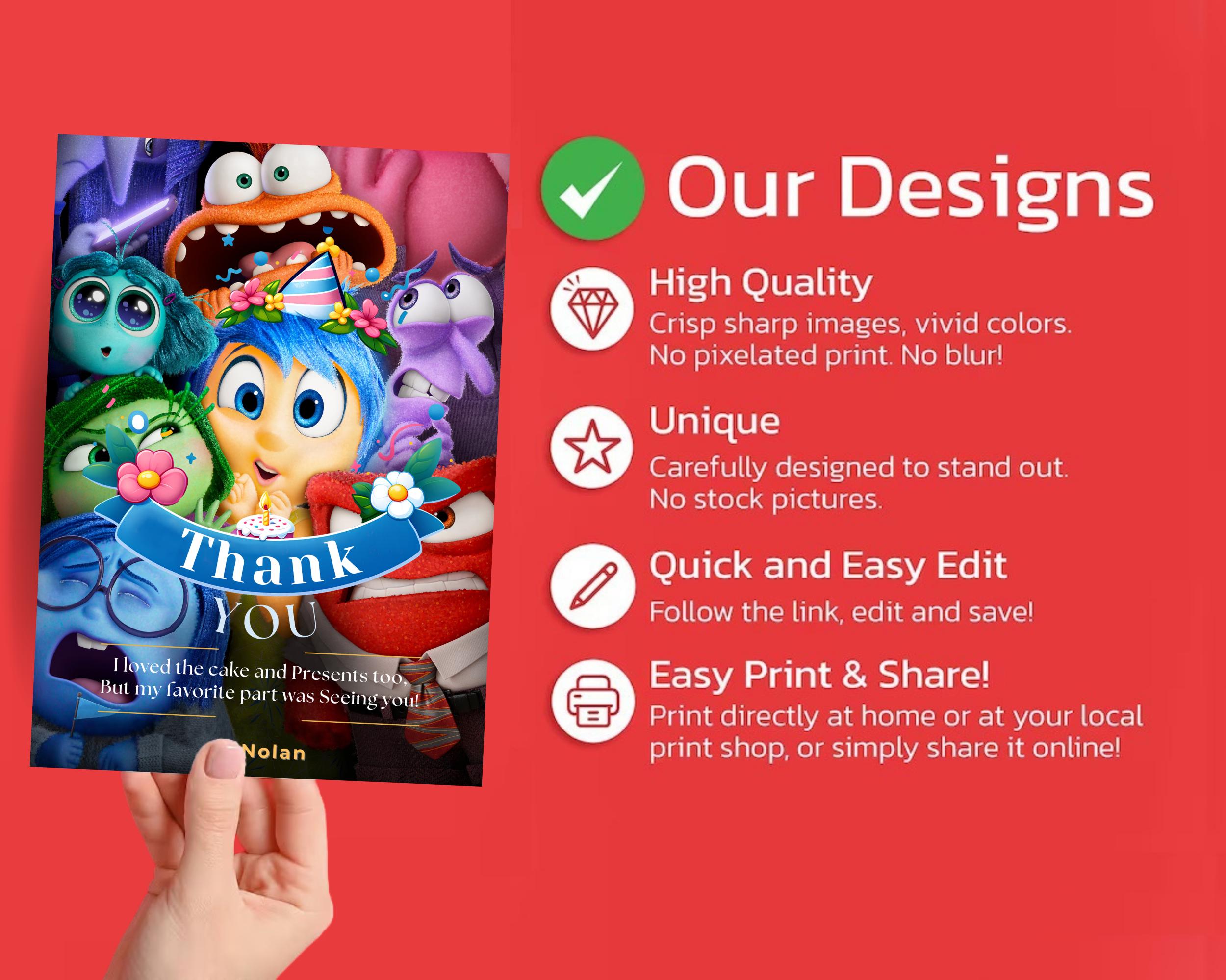 Buy Editable Inside Out Thank You Card Inside Out 2 Thank You Birthday ...